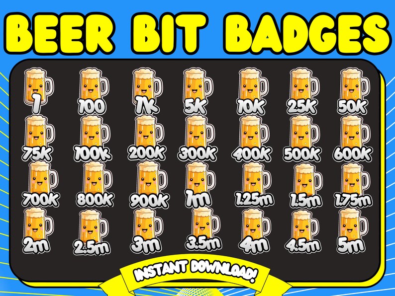 Beer Bit Badges, Twitch Bit Badges, Cute Beer Bits Badges, Chibi Beer ...
