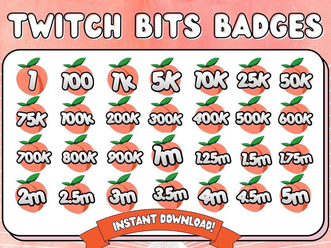 Twitch Bit Badges | Peach Twitch Bit Badges Set | Twitch Tier Badges ...