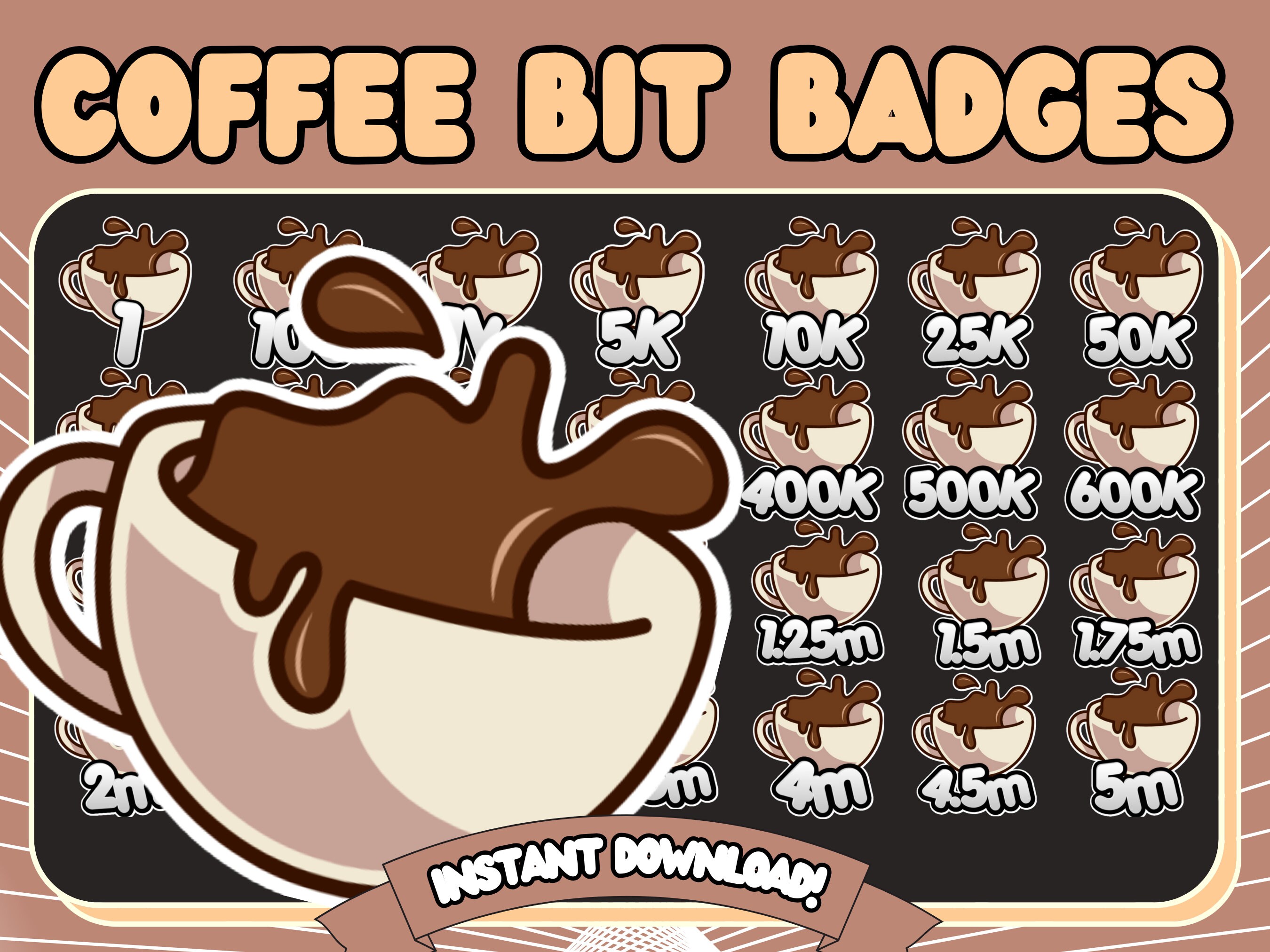 Coffee Bit Badges, Twitch Bits Badges Coffee, Cute Coffee Bits Badges ...