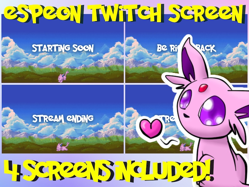 Espeon Twitch Screen, Running Pokemon, Espeon Starting Soon Screen ...