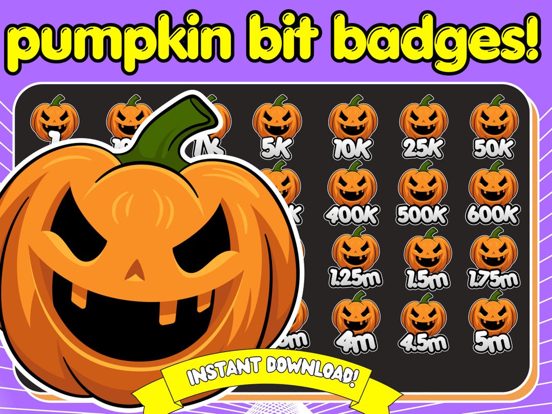 Pumpkin Bit Badges, Halloween Bit Badges, Cute Food Bits Badges, Scary Bit Badge, Horror Twitch ...