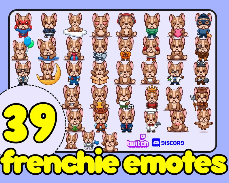Frenchie Emotes Bundle, French Bulldog Emotes, Frenchie Emote Twitch ...