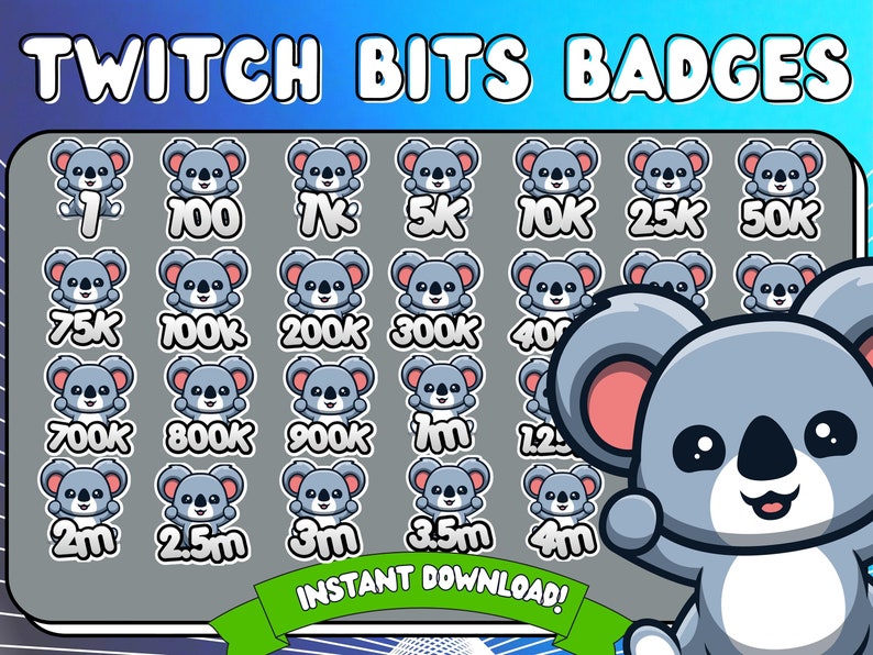 Twitch Bit Badges Koala Twitch Bit Badges Set Twitch Tier Badges Koala ...