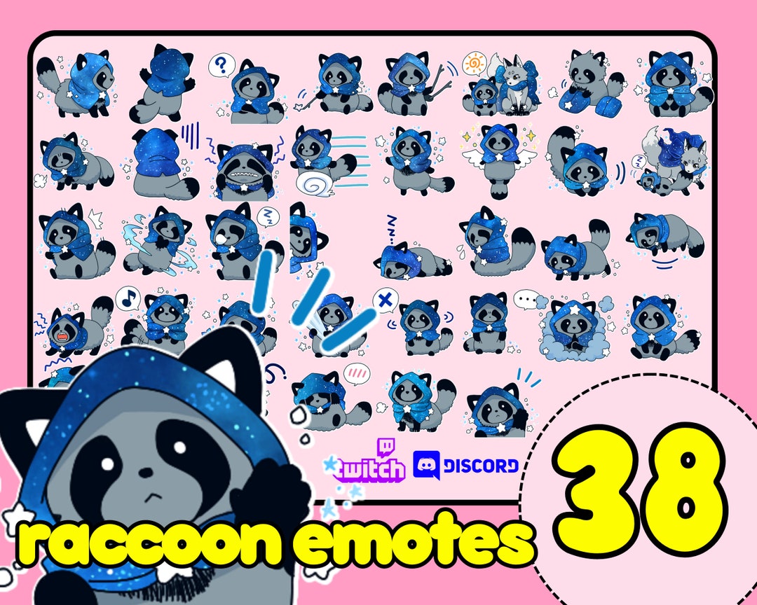 Raccoon Emotes! Cute Raccoon Twitch Emotes, Trash Panda Emotes, Raccoon ...