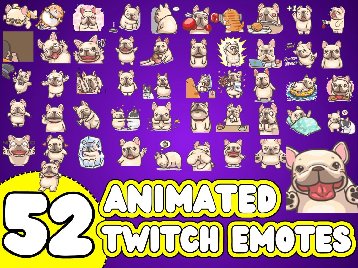 Cute Dog Emote Bundle, Frenchie Twitch Emote, French Bulldog Emotes ...
