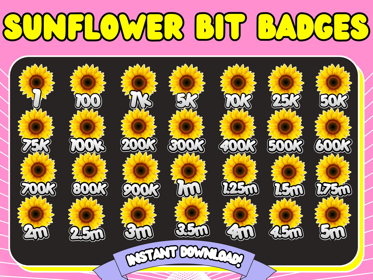 Sunflower Bit Badges, Twitch Bits Badges, Plant Mom Bit Badges Flower ...