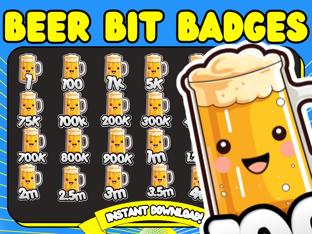 Beer Bit Badges, Twitch Bit Badges, Cute Beer Bits Badges, Chibi Beer ...
