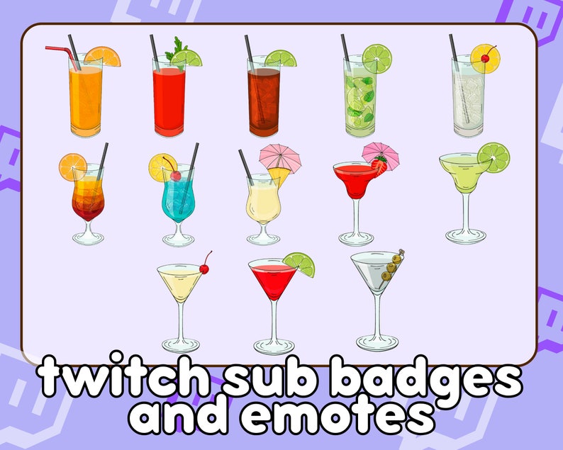 Cocktail Emotes Twitch, Cocktails Emotes, Cocktails Sub Badges, Liquor ...