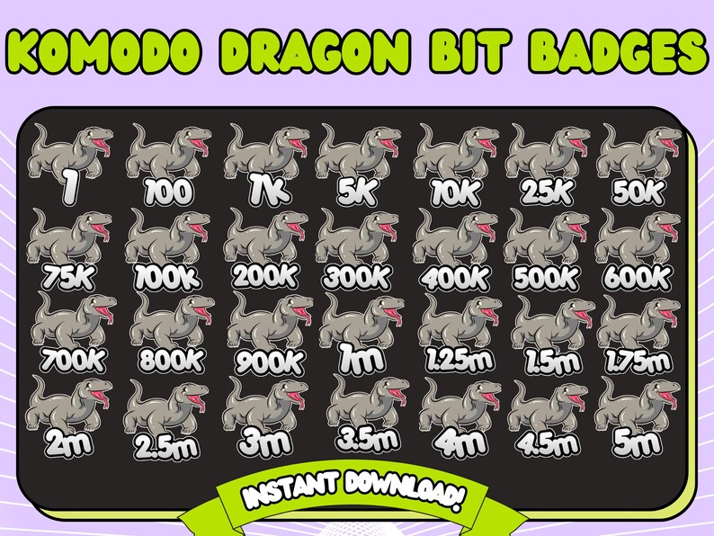 Komodo Dragon Bit Badges, Twitch Bits Badges, Komodo Bit Badges Lizard ...