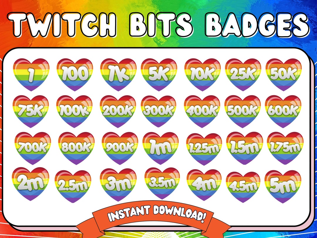 Twitch Bit Badges Set | FULL SET RAINBOW Bit Badges | Twitch Tier ...