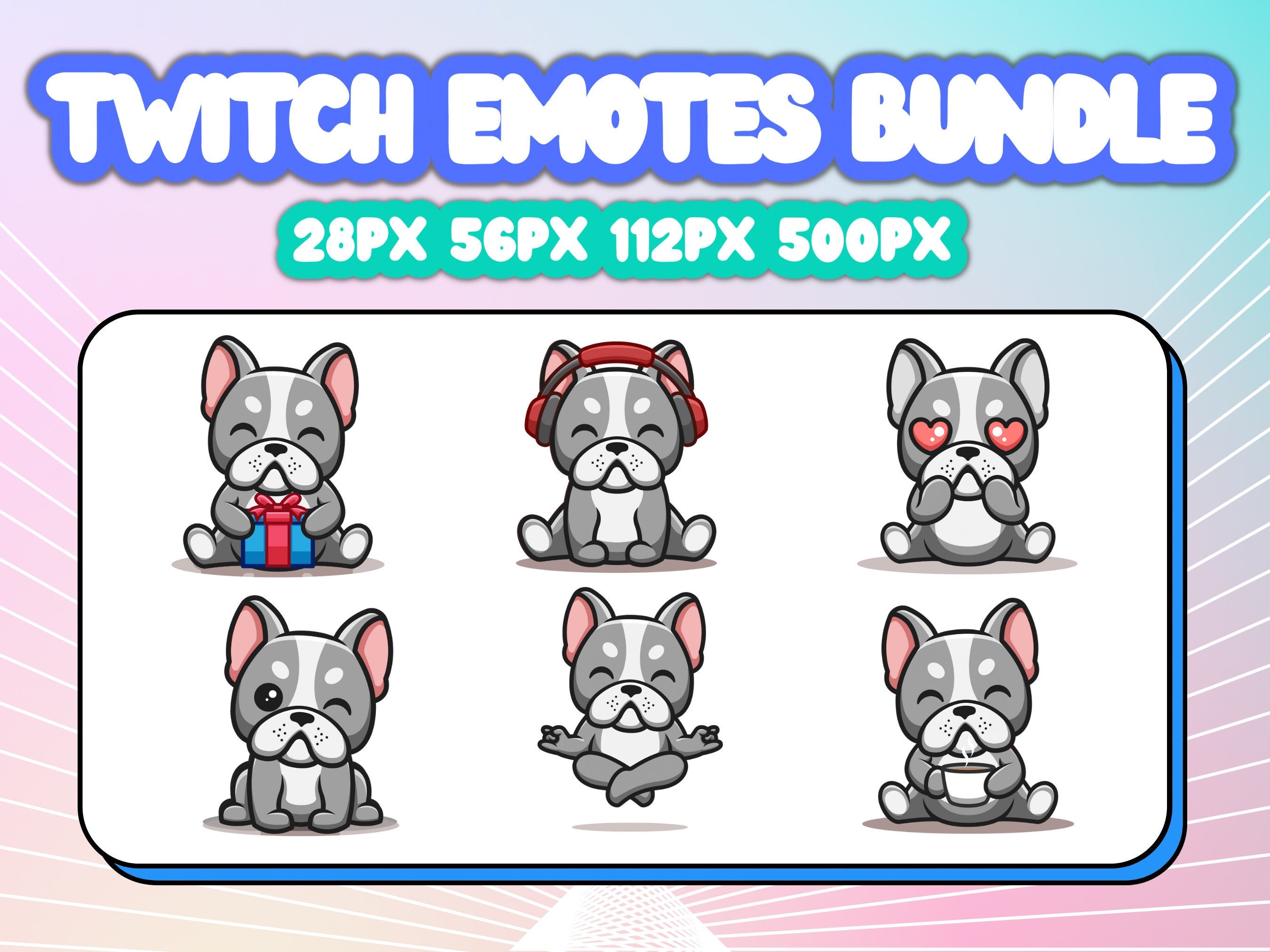 Cute Frenchie Emote Bundle, Grey Frenchie Emote, French Bulldog Emotes ...