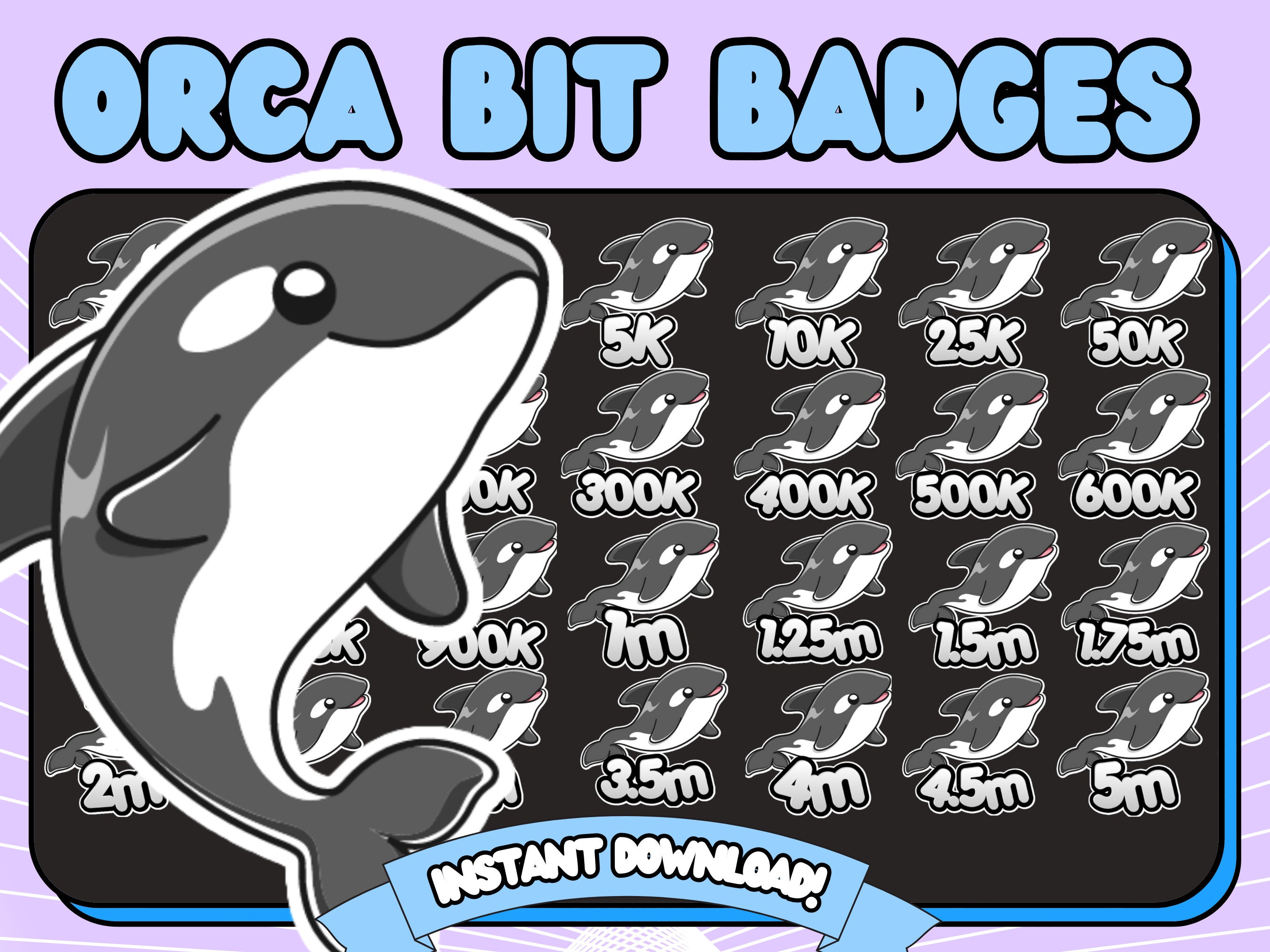 Orca Twitch Bit Badges | Orca Whale Bit Badges | Killer Whale Sub ...