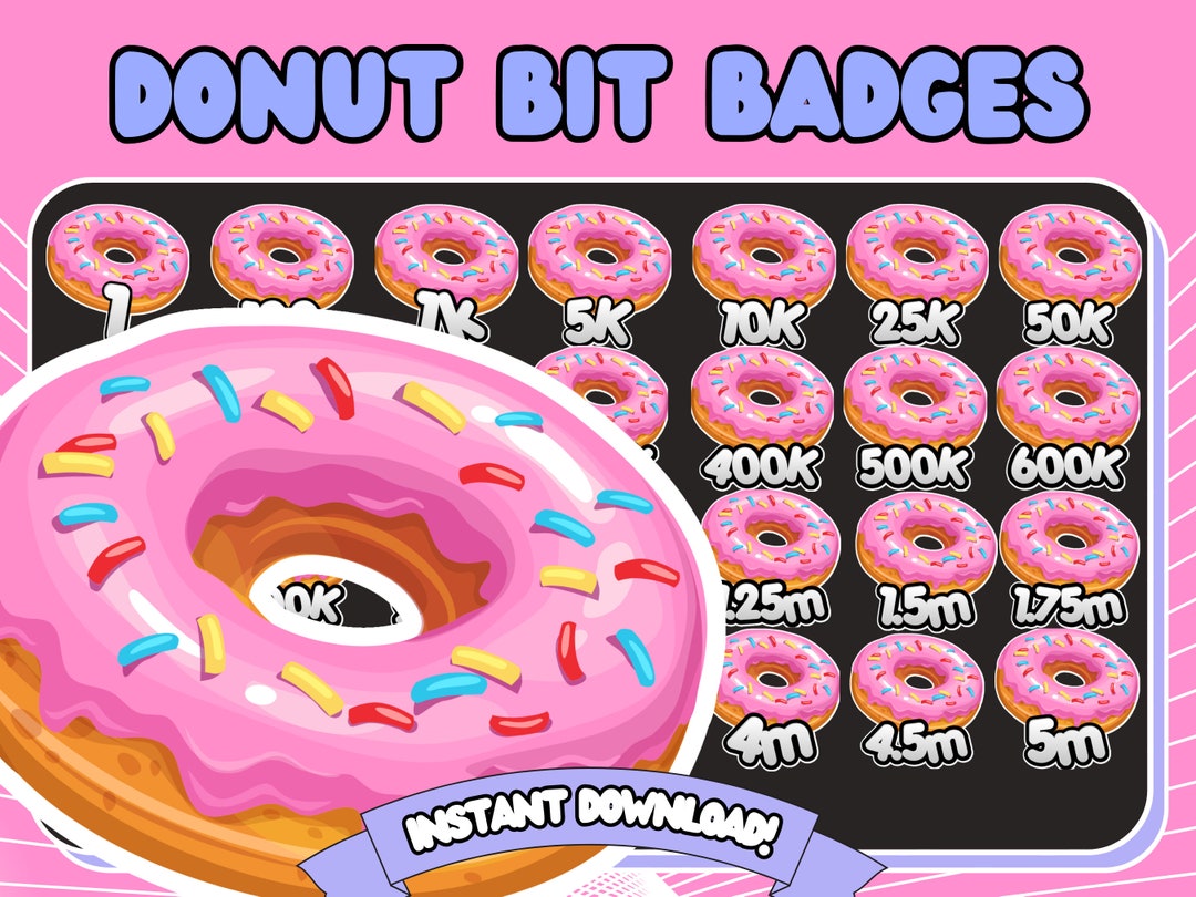 Donut Bit Badges, Twitch Bits Badge Donut, Cute Donut Bit Badges, Chibi ...