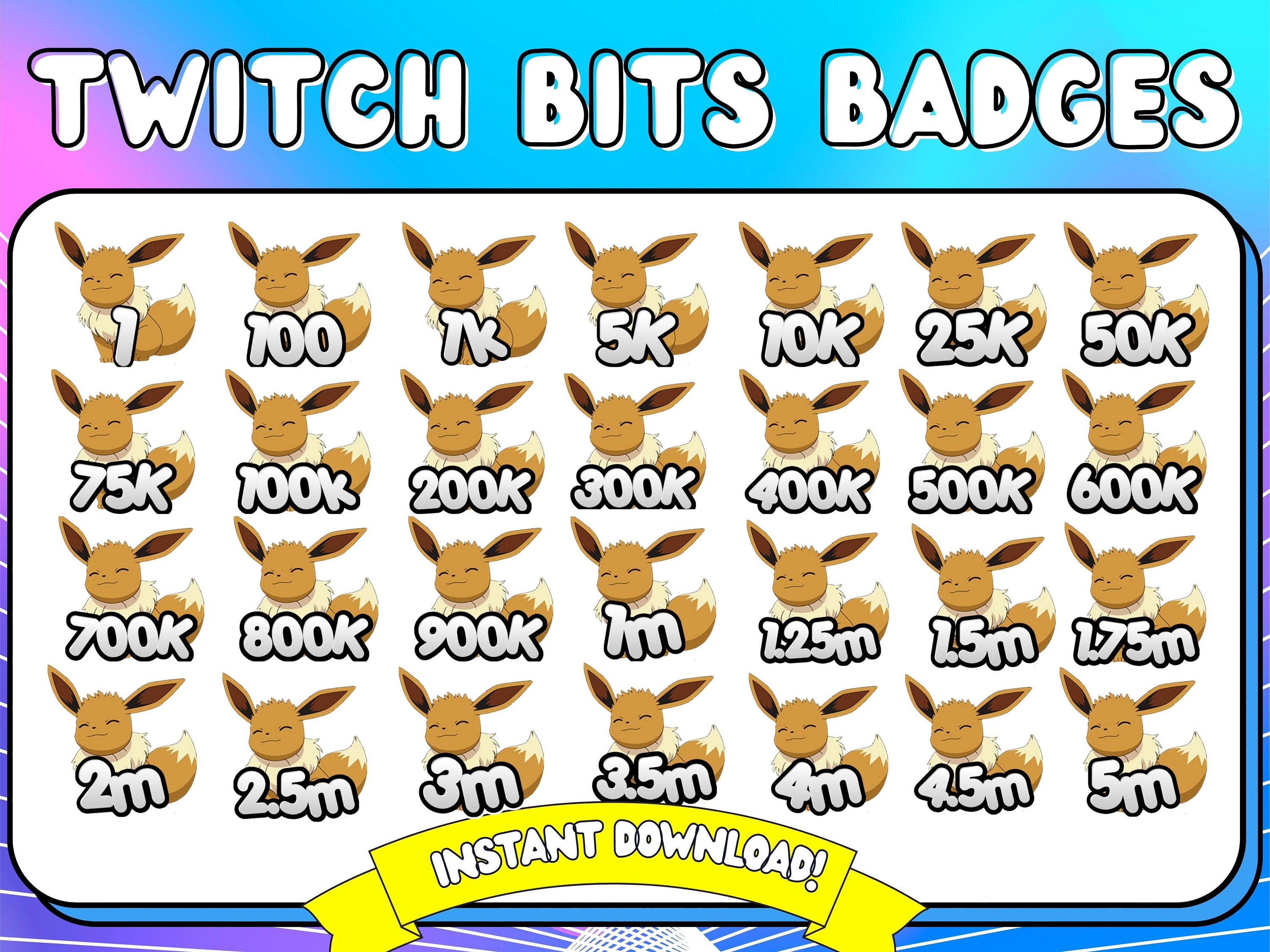 Pokemon Bit Badges, Pokemon Twitch Bits Badges, Eevee Bit Badges ...