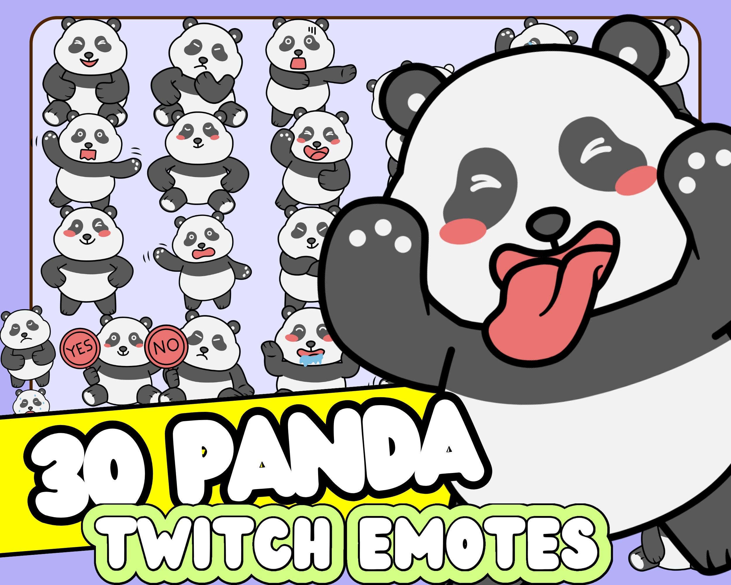 Panda Emotes! Cute Panda Twitch Emotes, Panda Emotes, Panda Bamboo ...