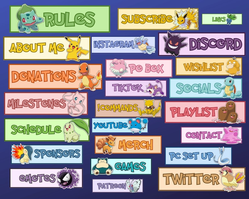 Twitch Panels, Pokemon Twitch Panels, Pokemon Stream Pack, Pokemon ...