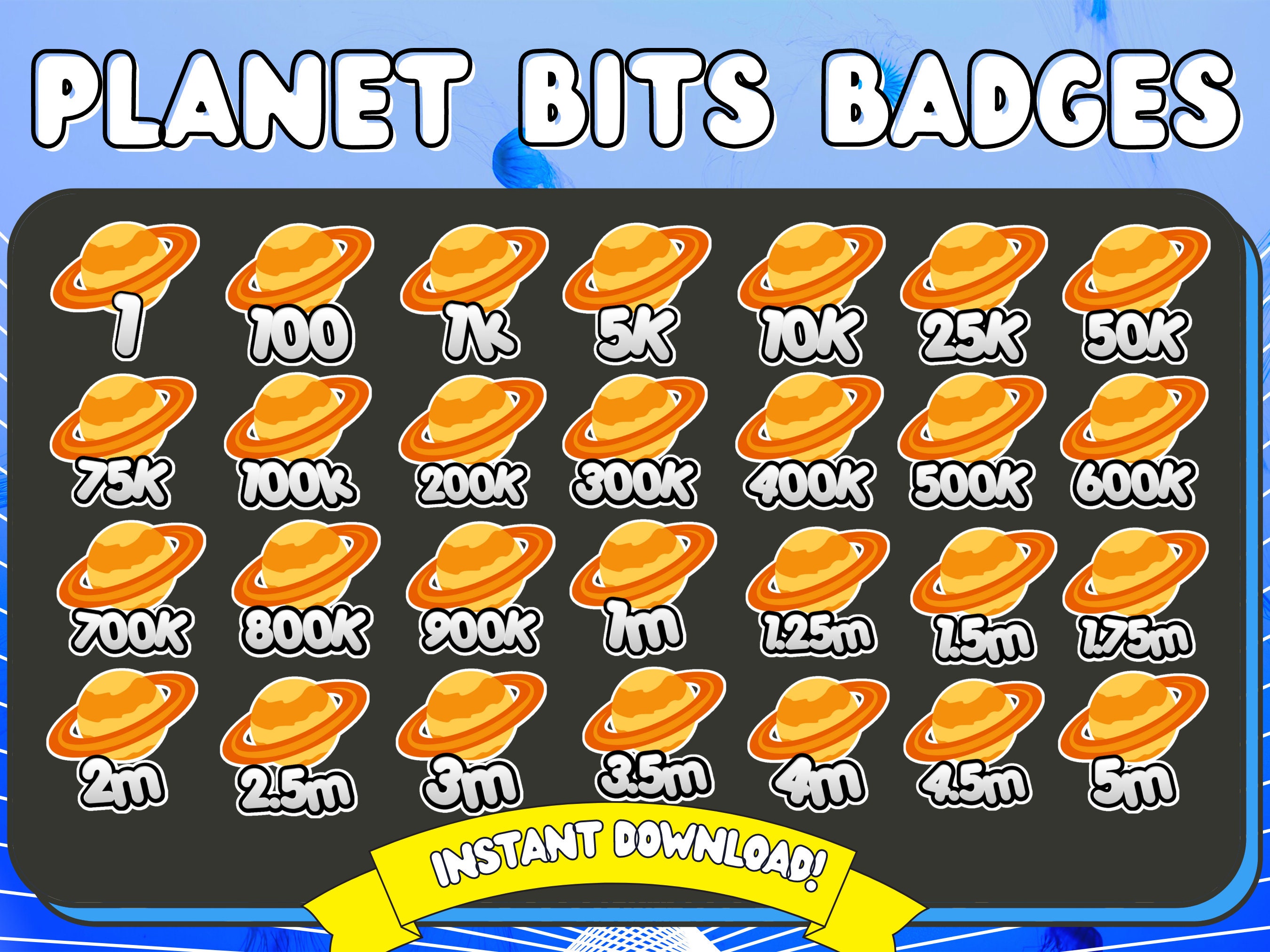 Planet Twitch Bit Badges | Saturn Twitch Bits Badges Set | Twitch Tier ...