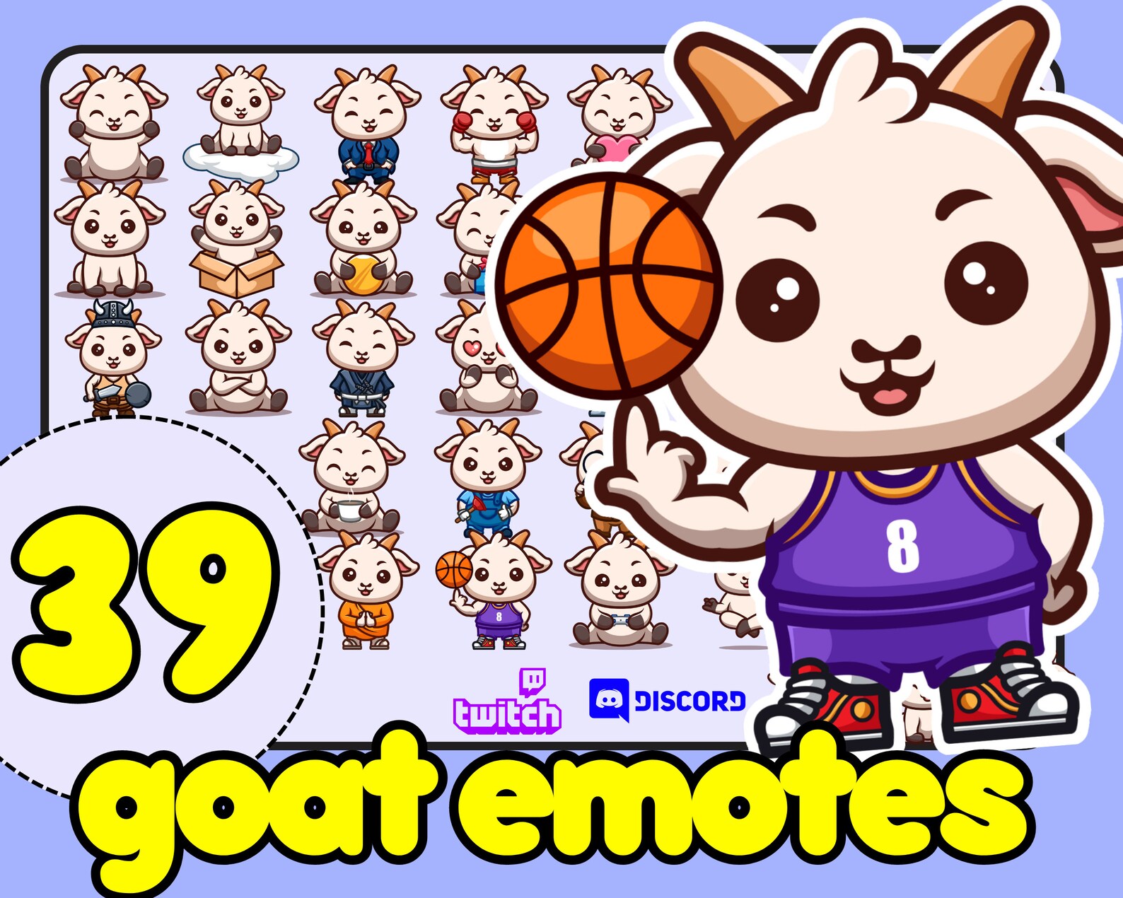 Goat Emotes Cute Goat Twitch Emotes, the GOAT Emotes, Sheep Emotes ...