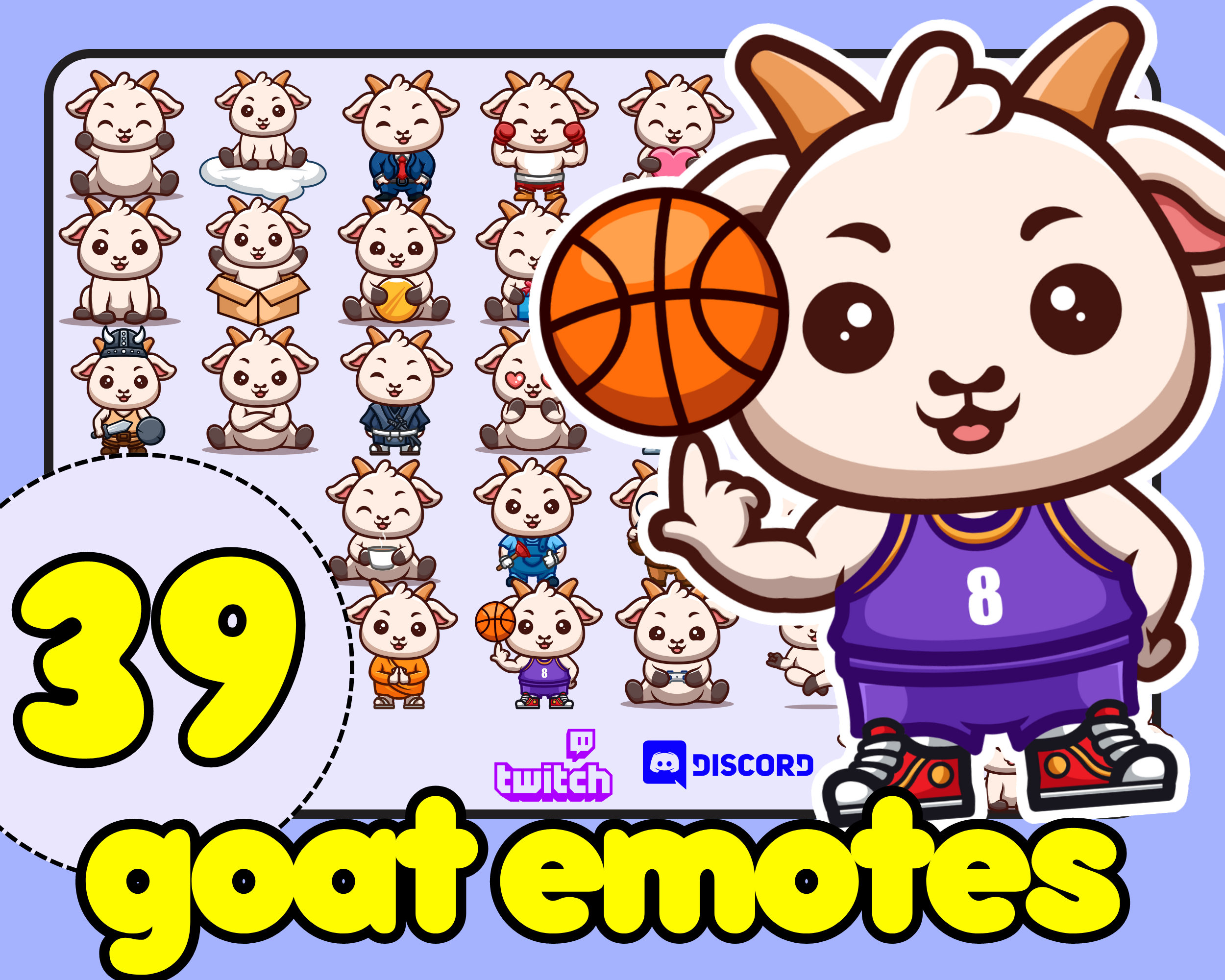 Goat Emotes Cute Goat Twitch Emotes, the GOAT Emotes, Sheep Emotes ...