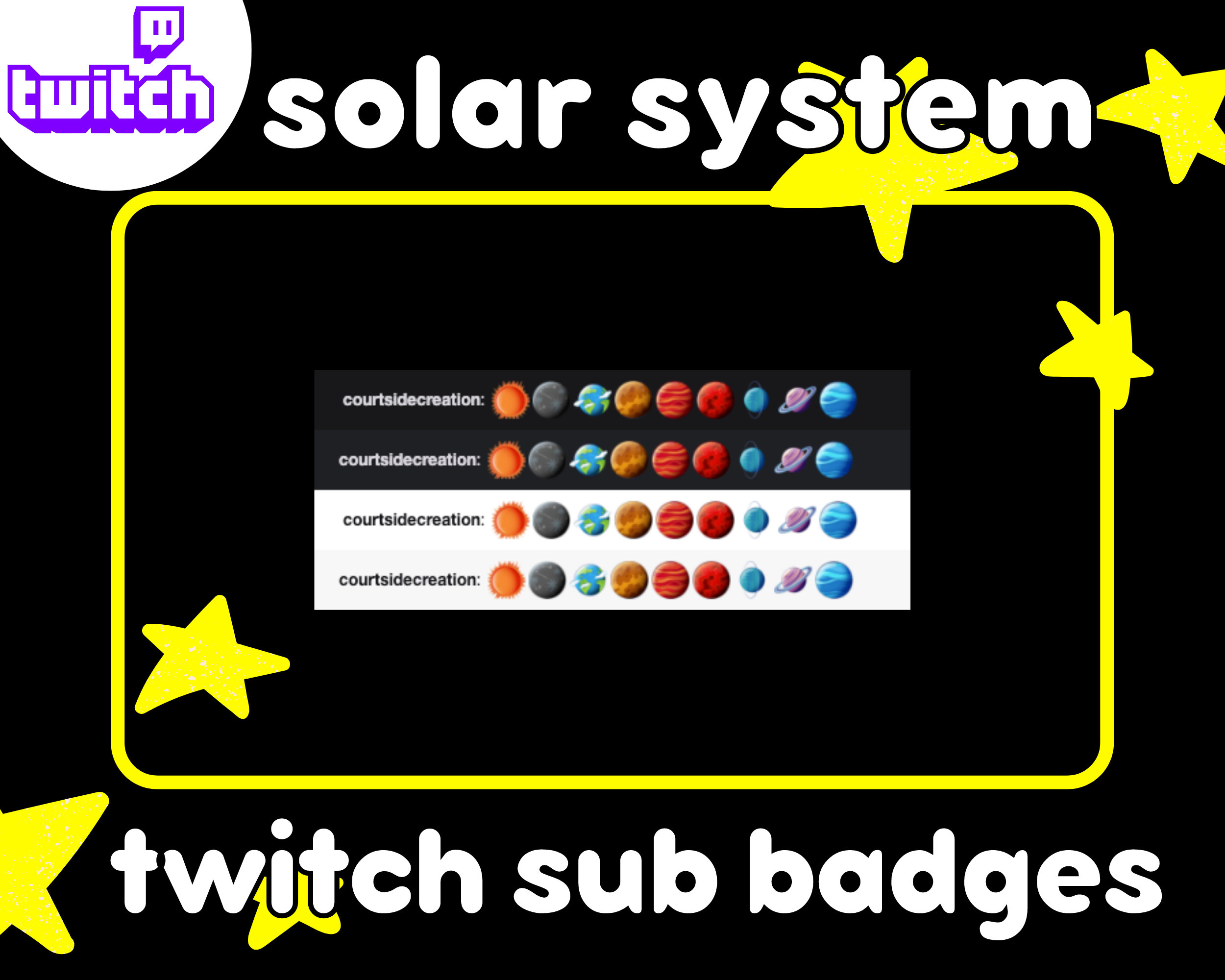 Solar System Sub Badges Twitch | Planet Sub Badges | Planets Sub Badges ...