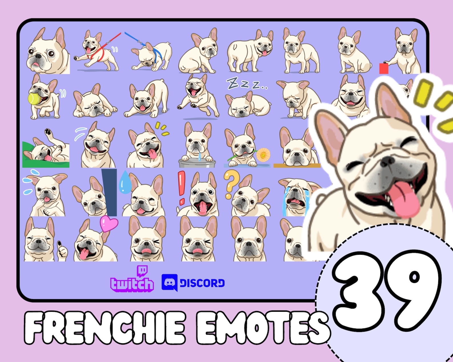 Frenchie Emotes Bundle, French Bulldog Emotes, Frenchie Emote Twitch ...