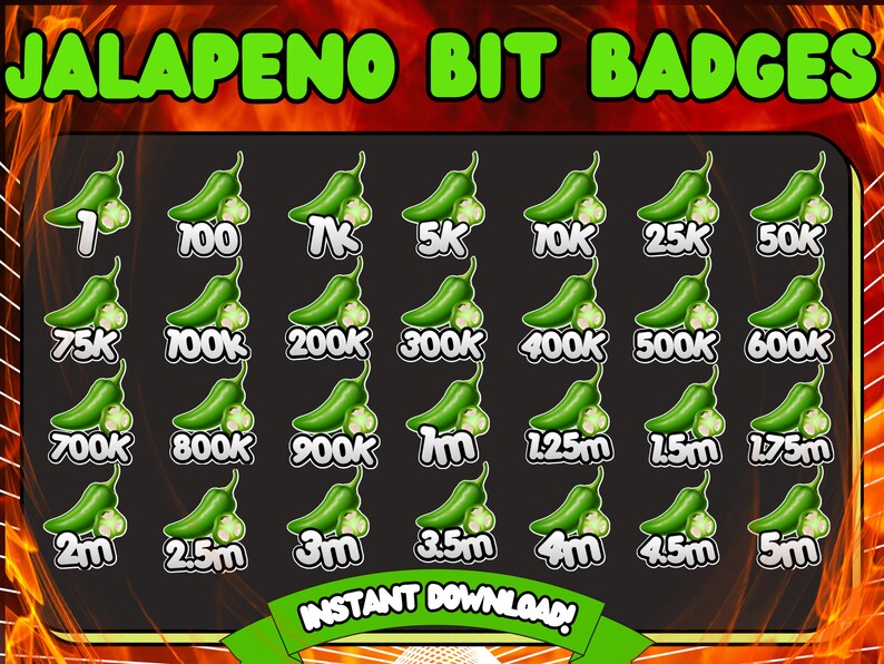 Jalapeno Bit Badges, Twitch Bits Badge Chilli, Chili Badges, Chilli Bit ...