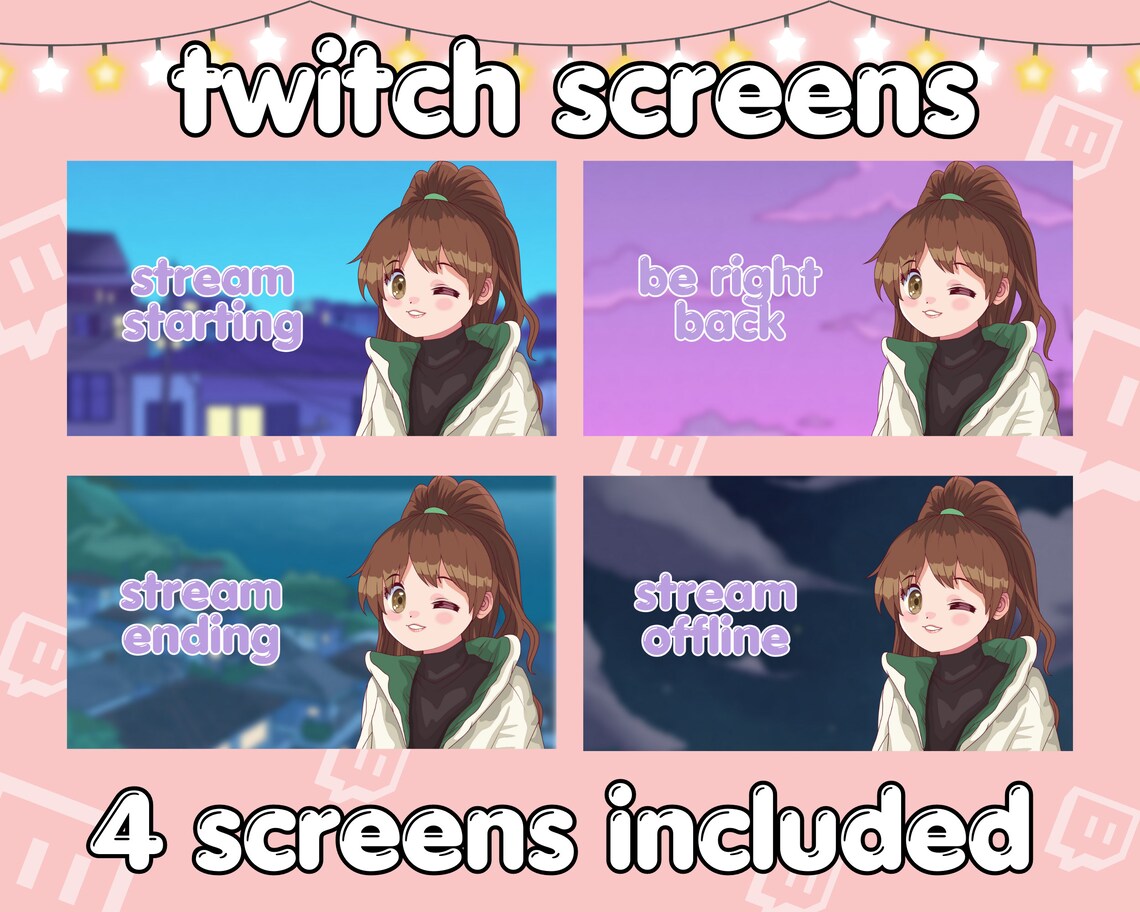 Anime Girl Twitch Screens, Brown Hair Girl Twitch Screens, Brunette ...