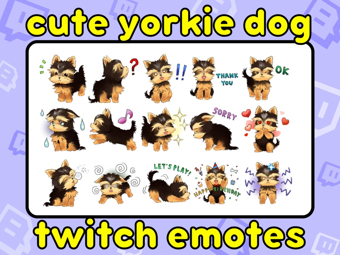Twitch Emotes Bundle, Cute Yorkie Emote Bundle, Yorkie Emotes, Chibi ...