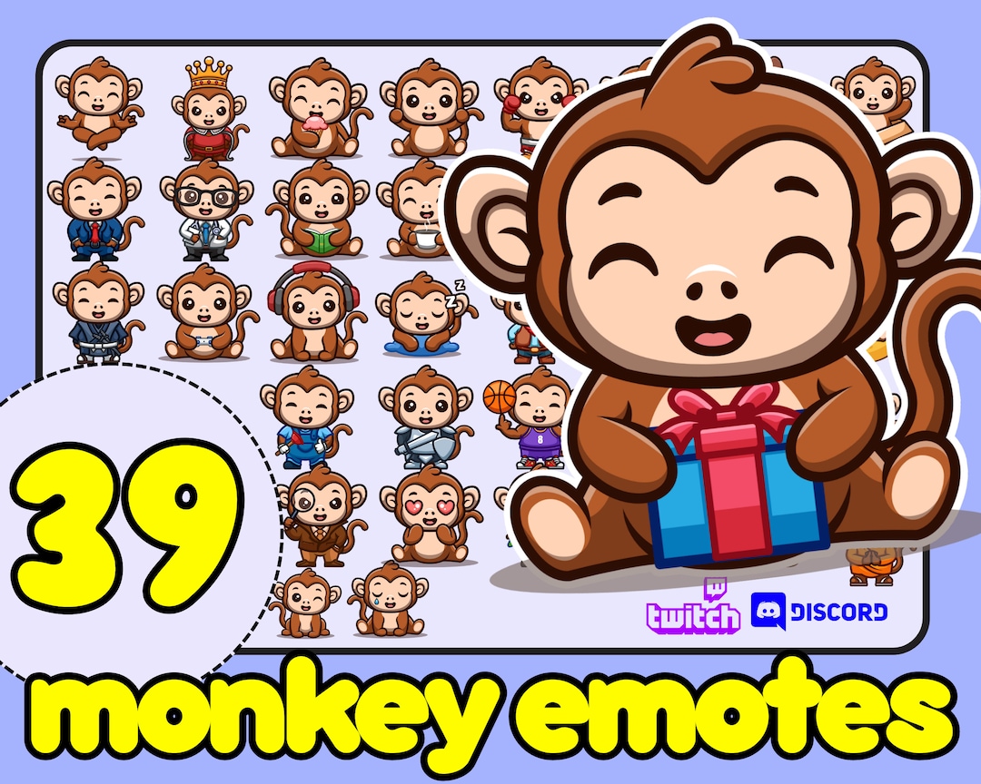 Monkey Emotes! Cute Monkey Twitch Emotes, Cute Gorilla Emotes, Wild ...