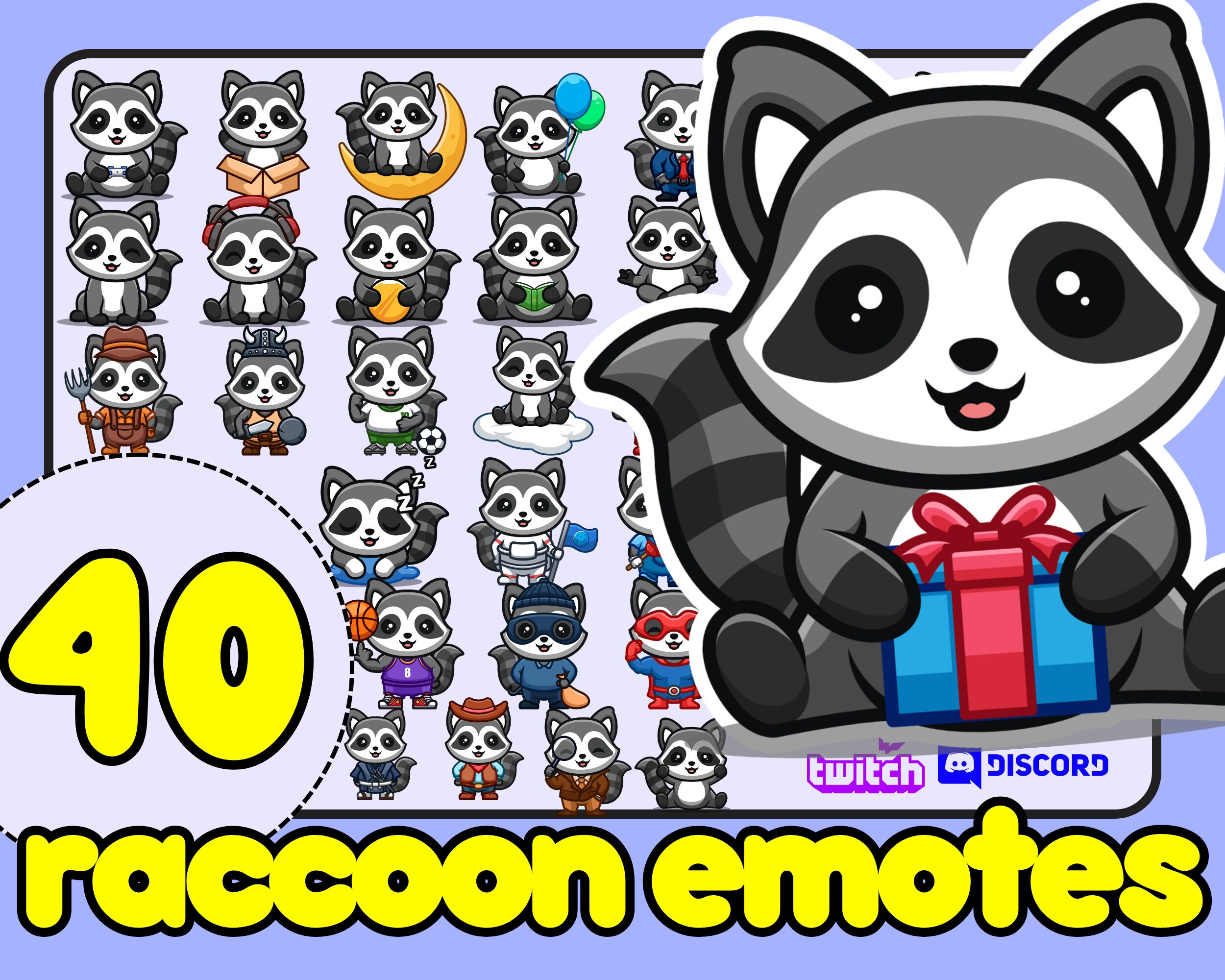 Raccoon Emotes Cute Raccoon Twitch Emotes, Trash Panda Emotes, Raccoon ...
