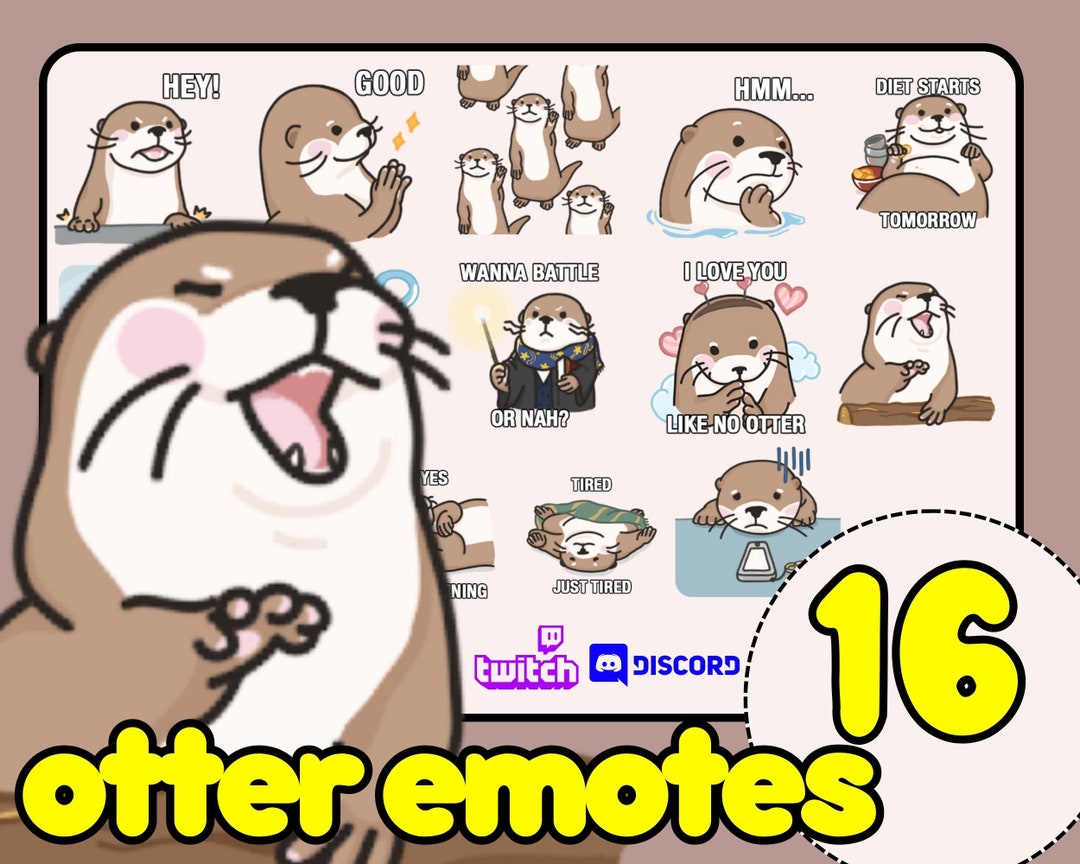 Otter Twitch Emotes Bundle, Otter Emotes Megapack, Cute Otter Emote ...