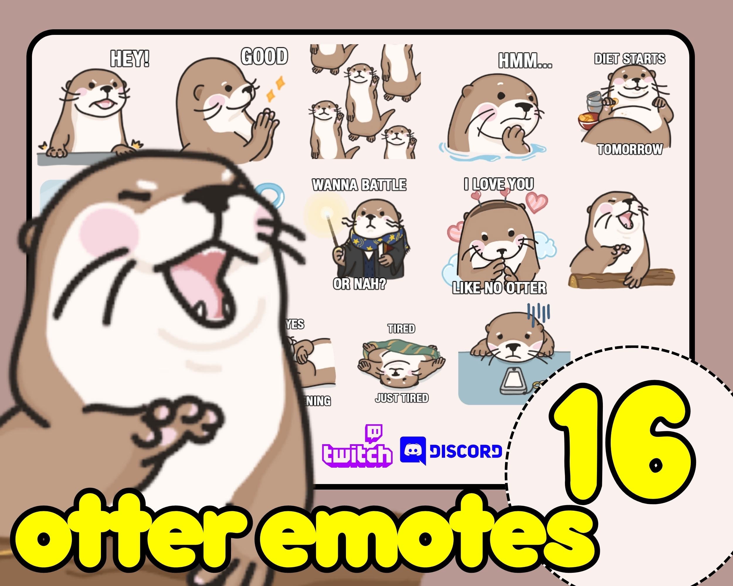 Otter Twitch Emotes Bundle, Otter Emotes Megapack, Cute Otter Emote ...