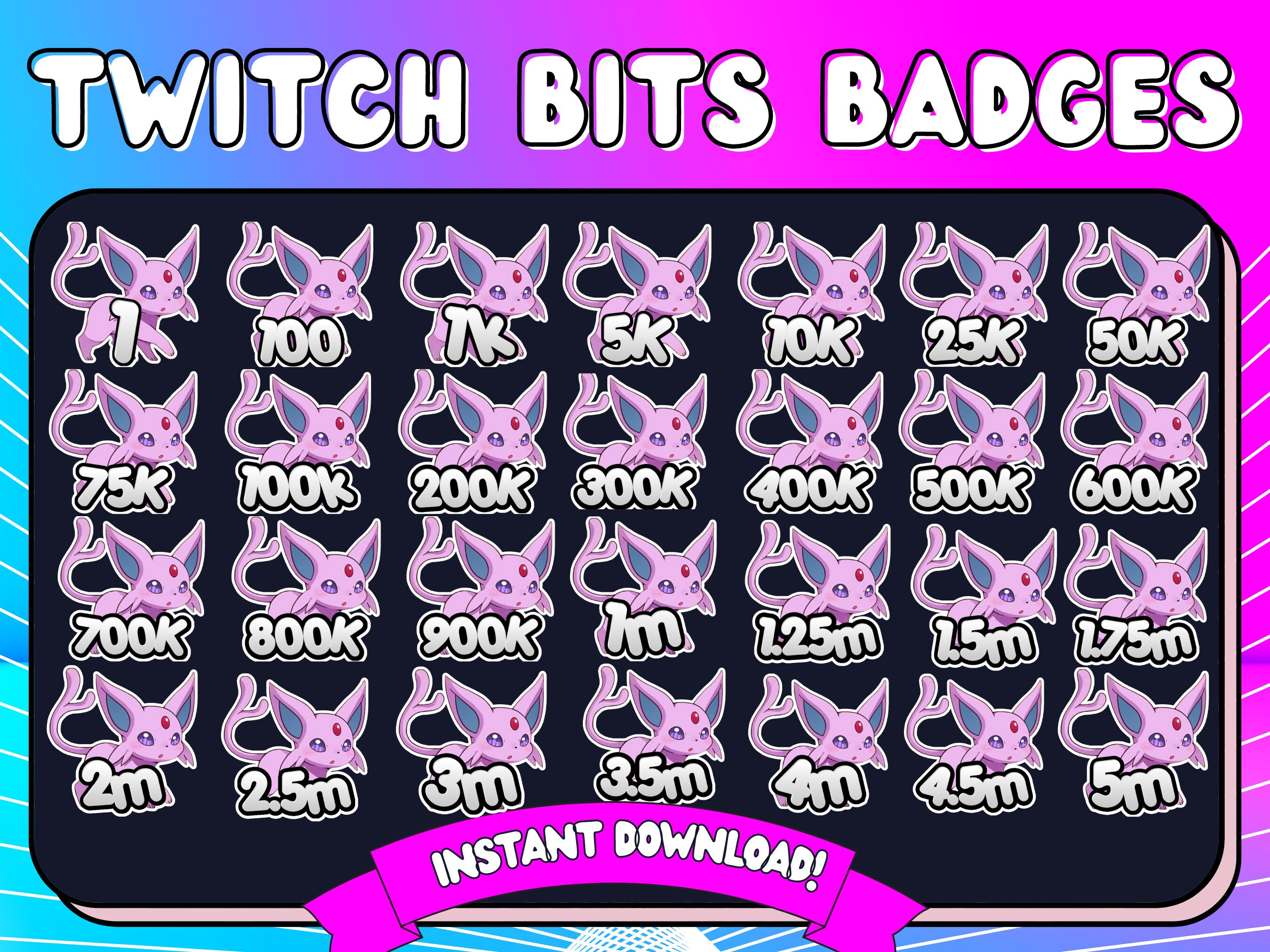 Pokemon Bit Badges, Pokemon Twitch Bits Badges, Espeon Bit Badges ...