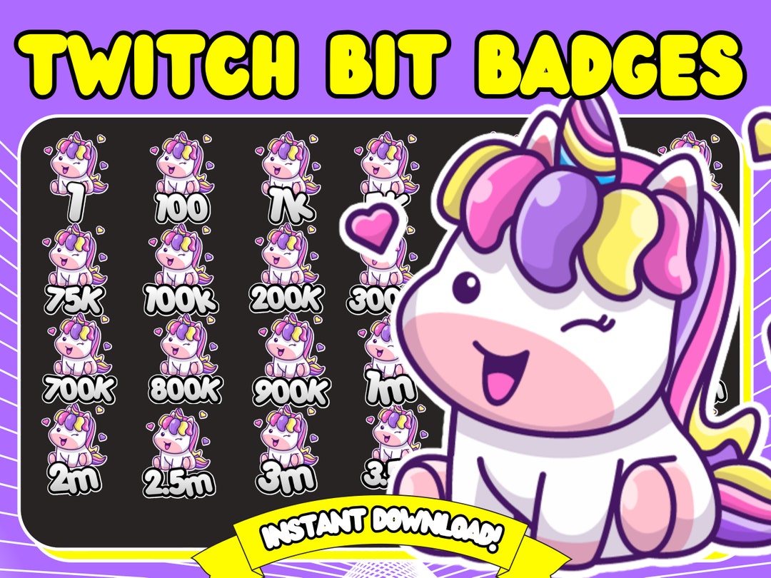 Unicorn Twitch Bit Badges | Twitch Bits Unicorn Badges | Unicorn Sub ...