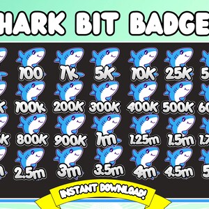 Shark Twitch Bit Badges | Twitch Bits Shark Badges | Sharks Sub Badges ...