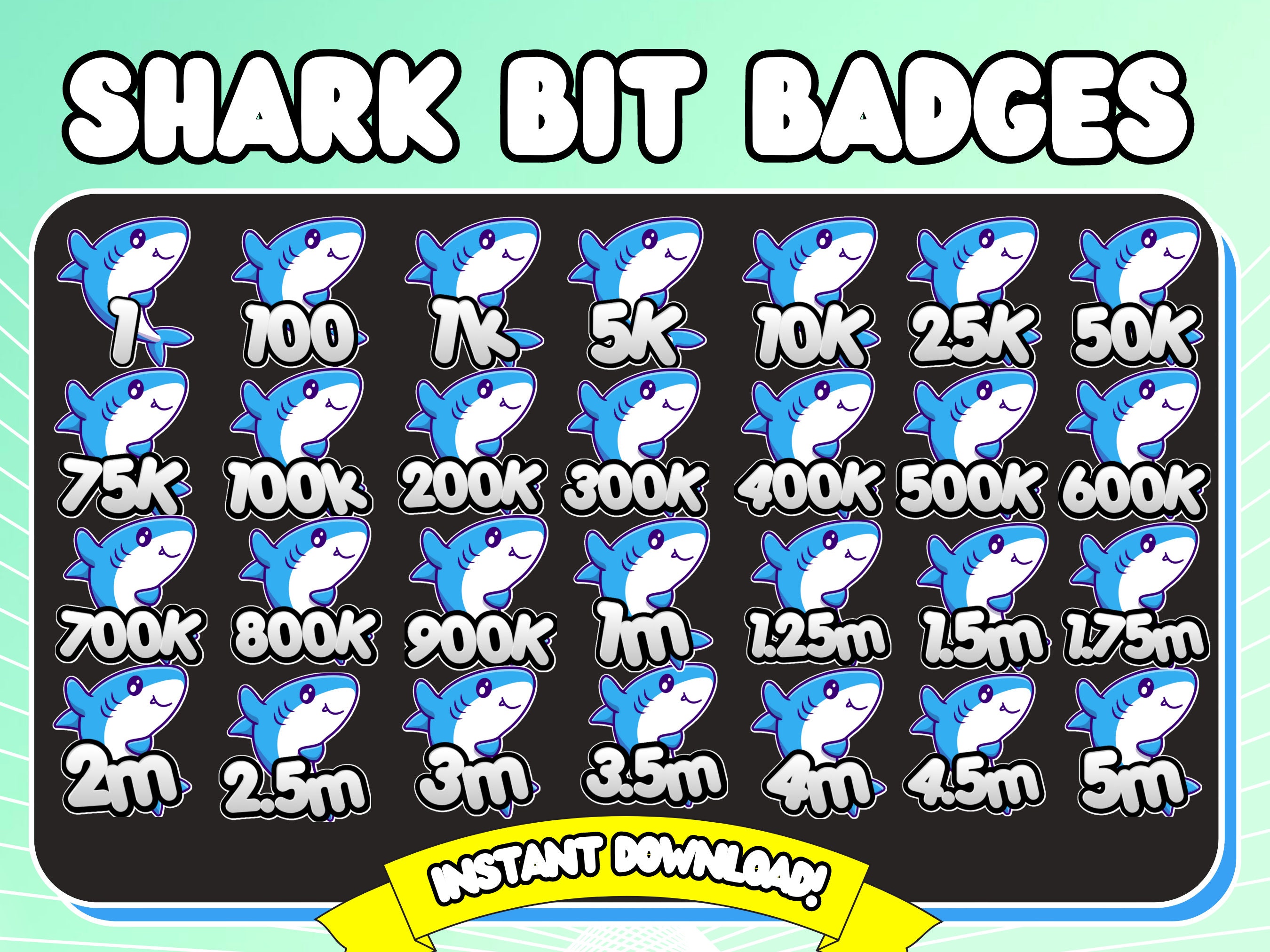 Shark Twitch Bit Badges | Twitch Bits Shark Badges | Sharks Sub Badges ...
