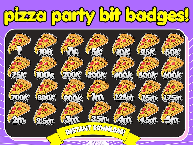 Pizza Bit Badges, Twitch Bits Badge Pizza, Cute Food Bits Badges, Chibi ...
