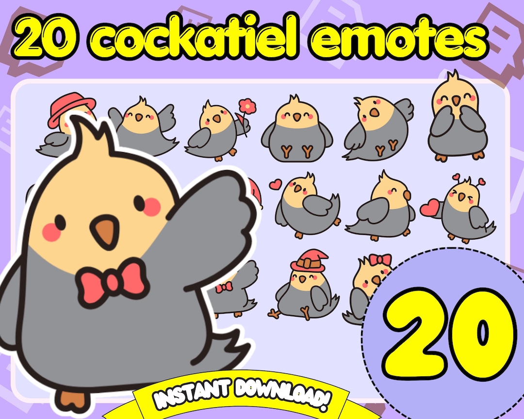 Cockatiel Twitch Emotes! Cockatiel Emotes, Parrot Emotes, Bird Emotes ...