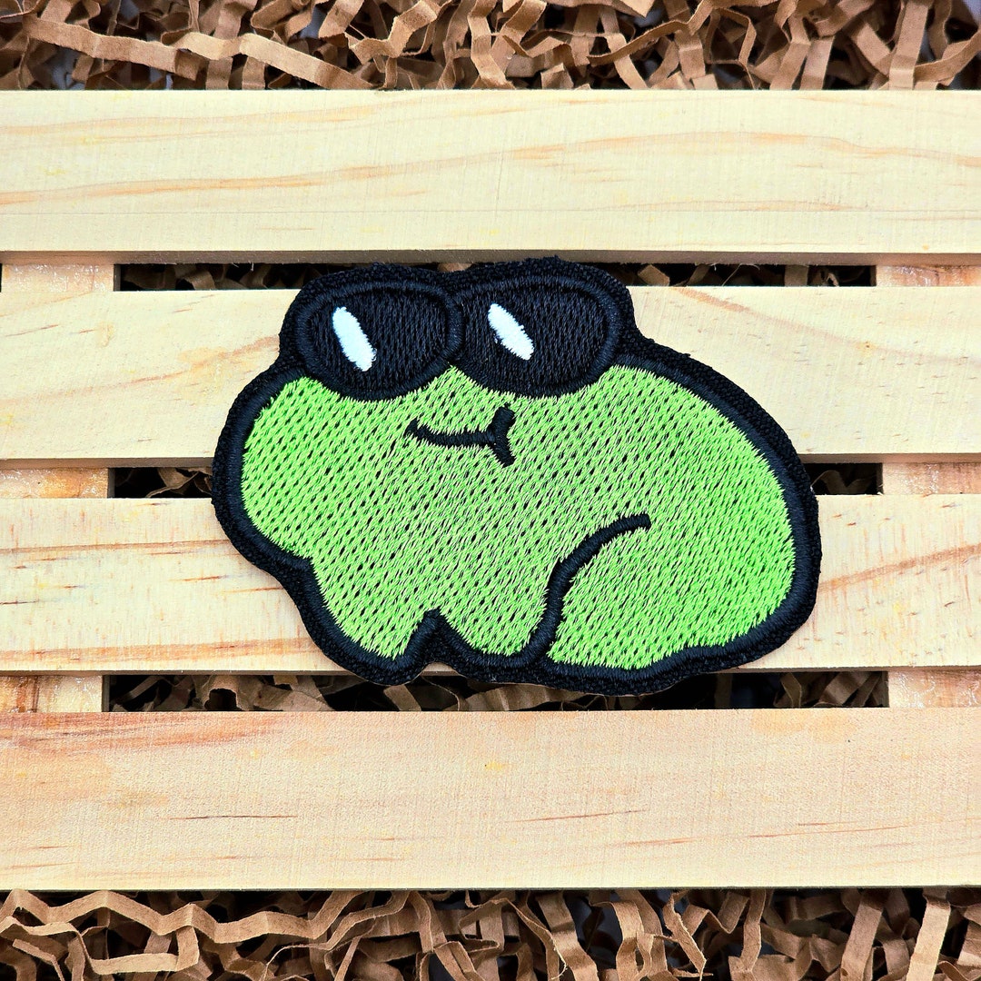 Sprinklestitchery - Cool Froggy Embroidered Sewing on Patch/iron on ...
