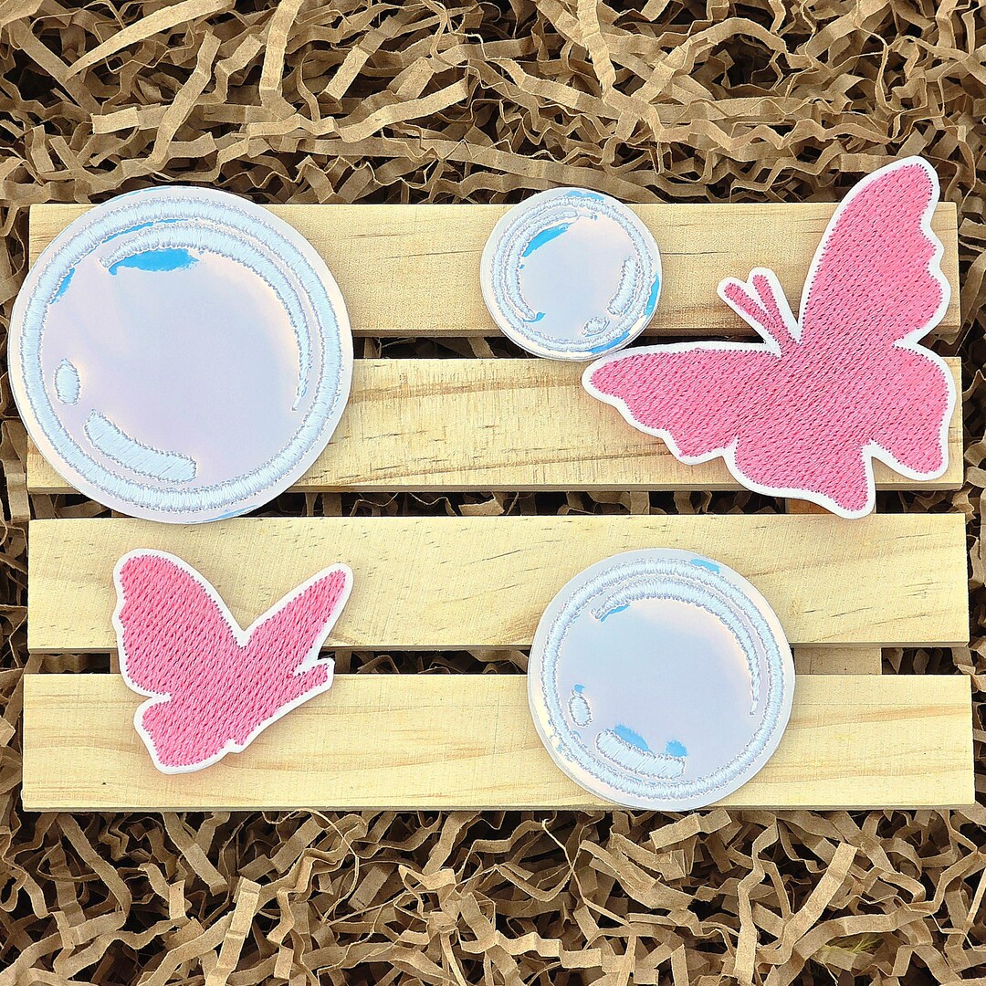 Pink Butterflies,bubble Patch, Embroidery Patch, Patches for Clothing ...