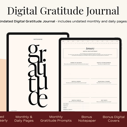 Digital Gratitude Journal Monthly Pages 366 Daily Pages - Etsy