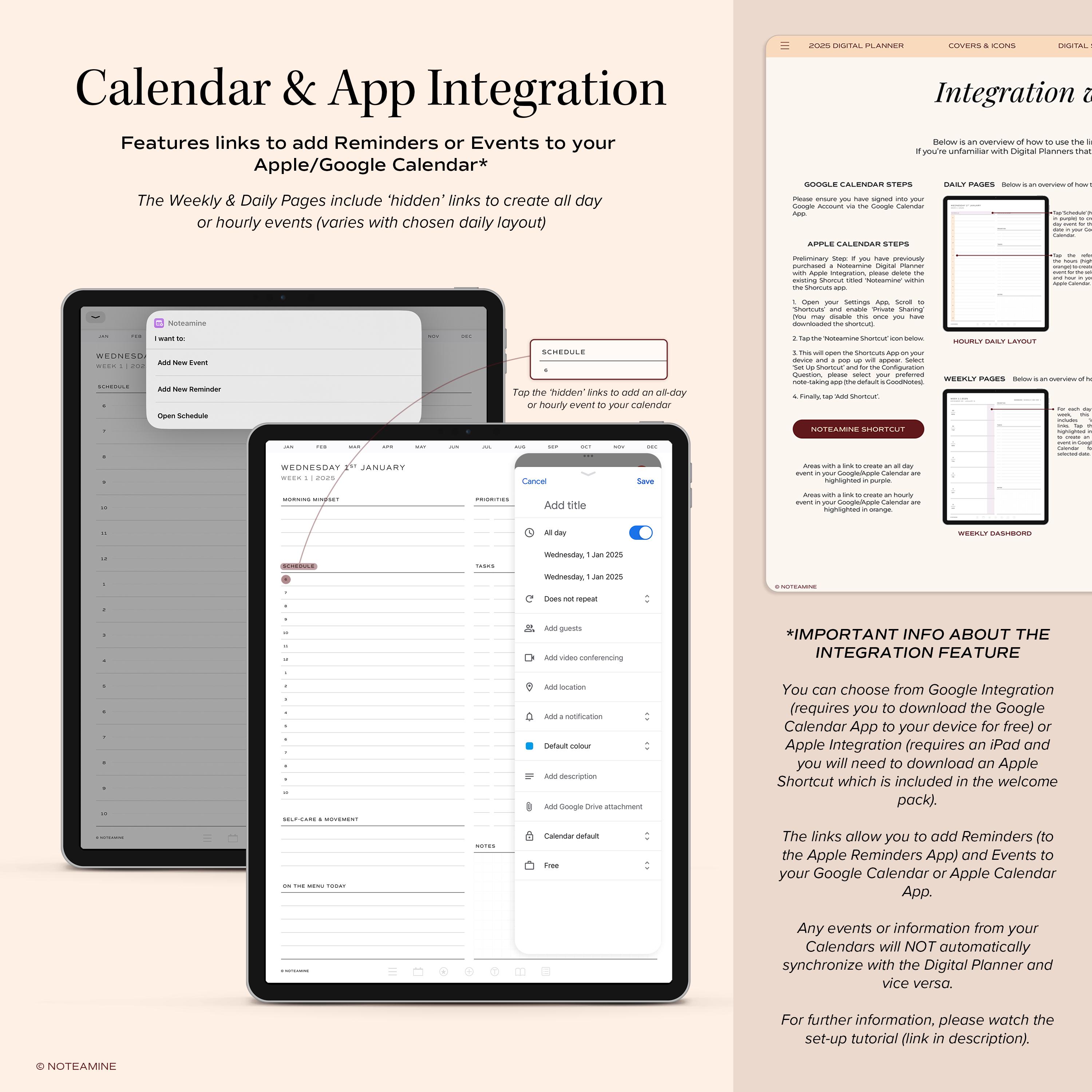 2025 Minimalist Digital Planner | Google/apple Calendar & Reminders ...