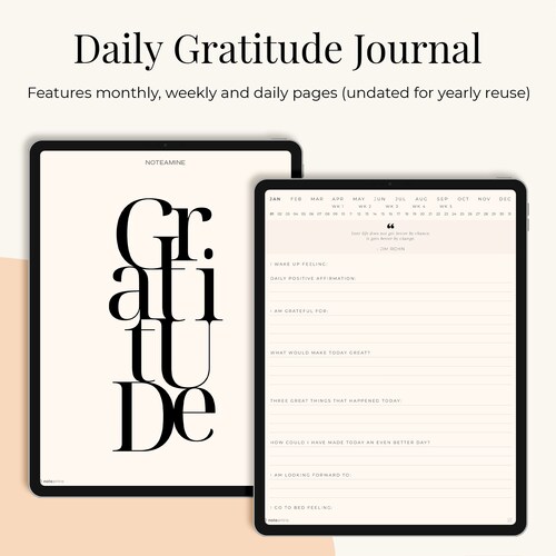 Digital Gratitude Journal Monthly Pages 366 Daily Pages - Etsy