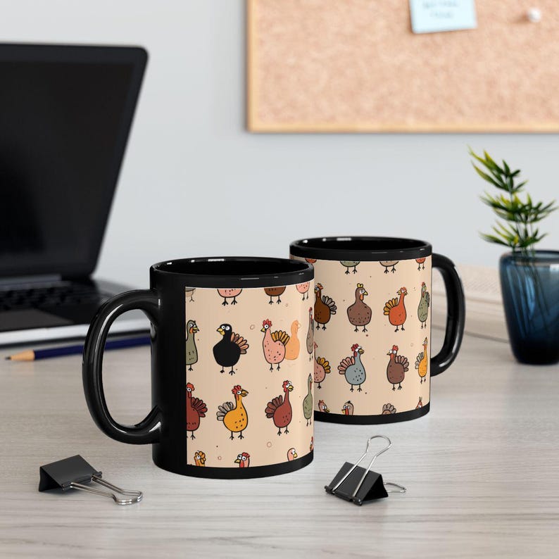 Chicken Mug, Farmhouse Mug, Funny Hen Mug, Novelty Coffee Mug, Colorful ...