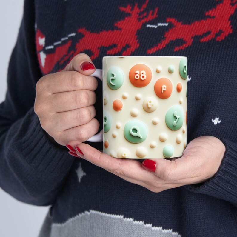 Pastel 3D Button Pattern Mugs, Modern Abstract Symbols Design Mugs ...