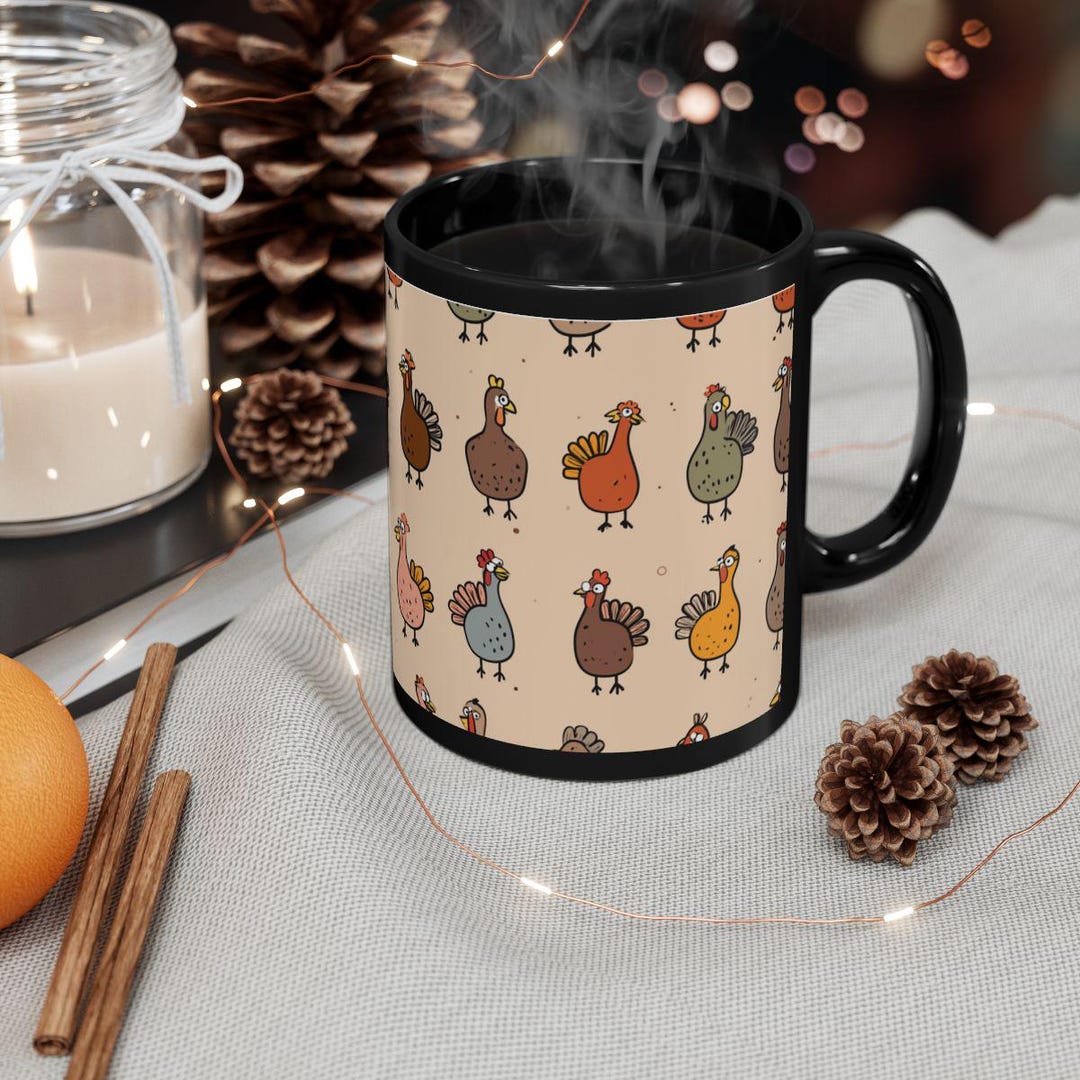 Chicken Mug, Farmhouse Mug, Funny Hen Mug, Novelty Coffee Mug, Colorful ...