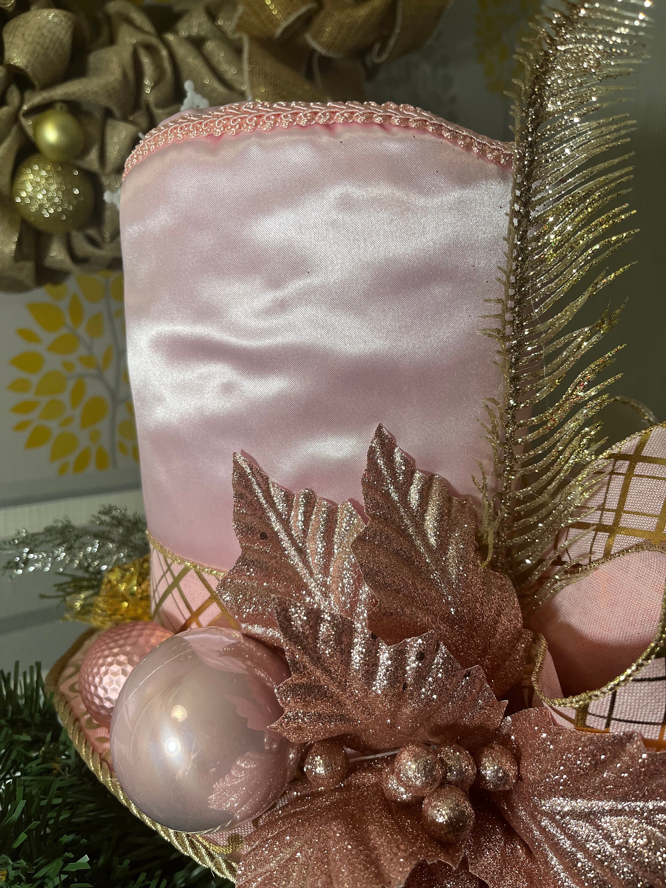 Pink With Gold Christmas Tree Topper - Etsy