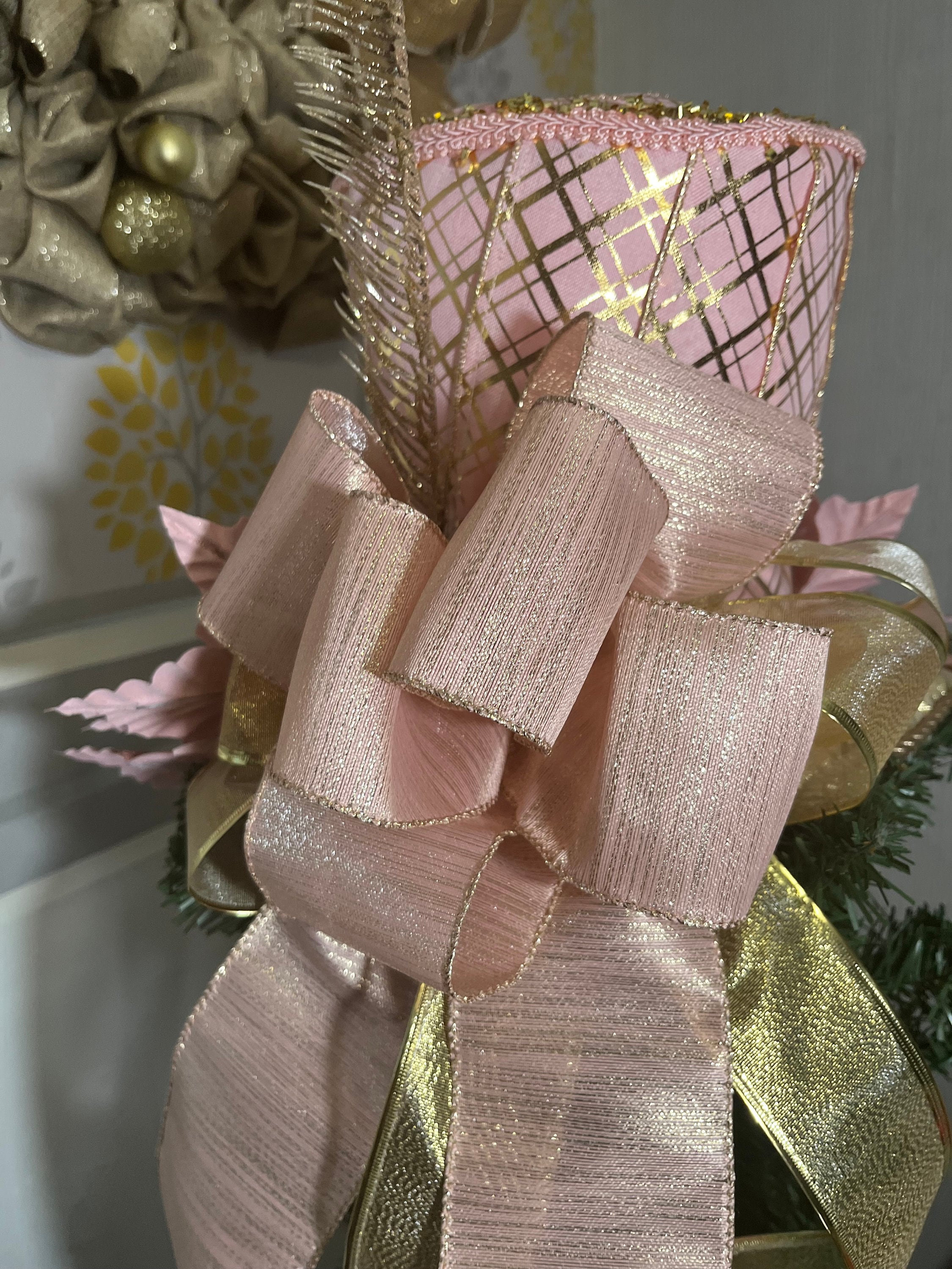 Pink and Gold Christmas Tree Topper - Etsy