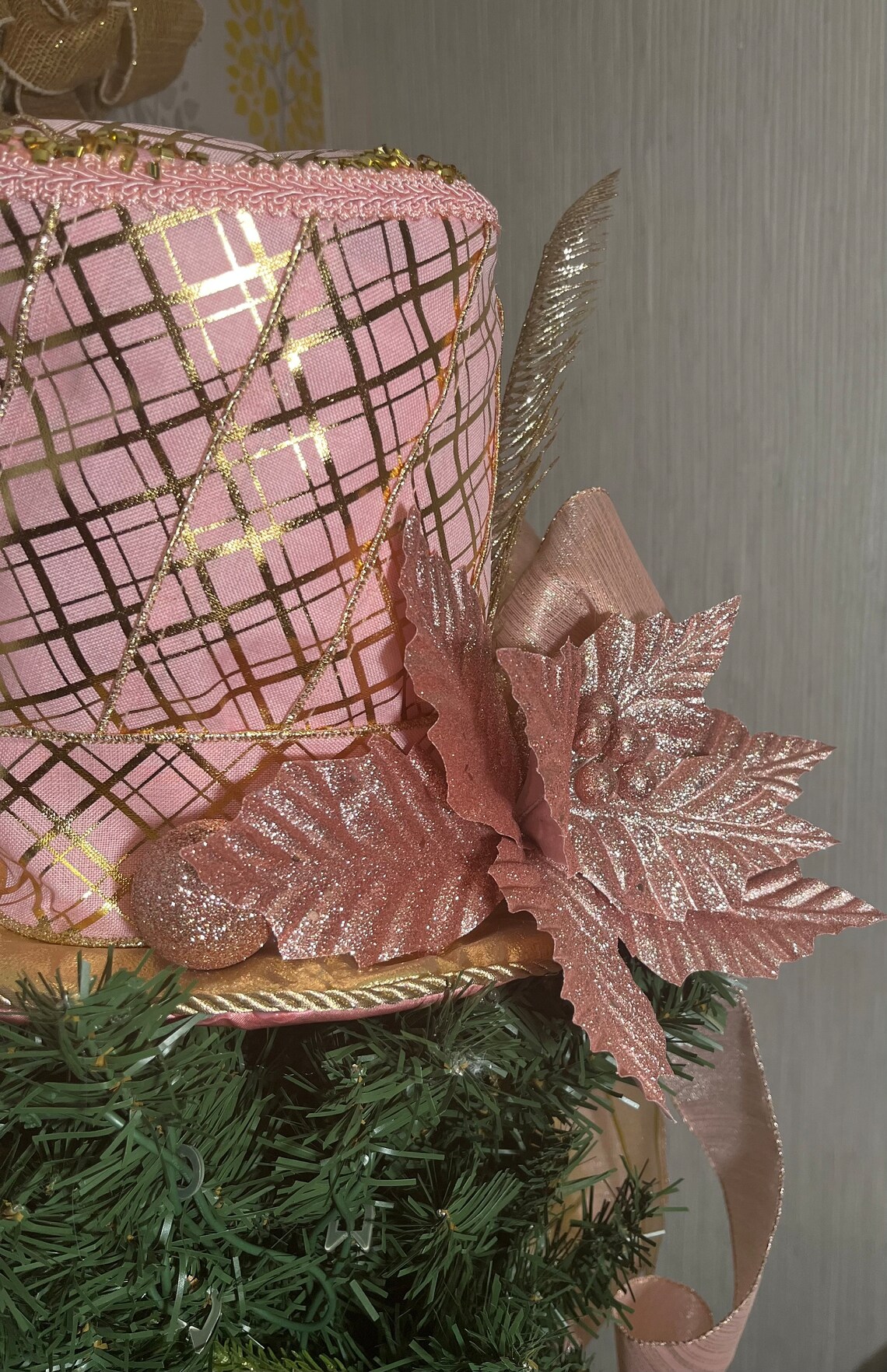 Pink and Gold Christmas Tree Topper - Etsy