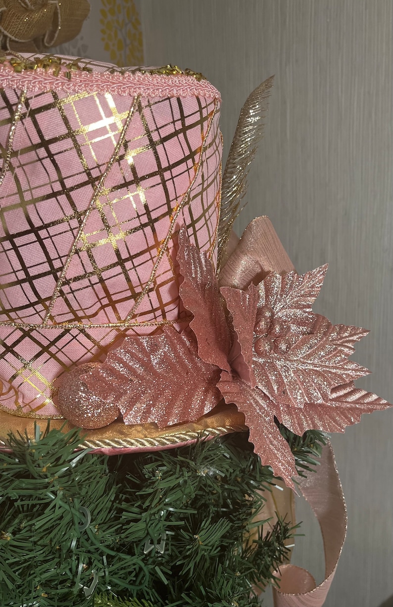 Pink and Gold Christmas Tree Topper - Etsy